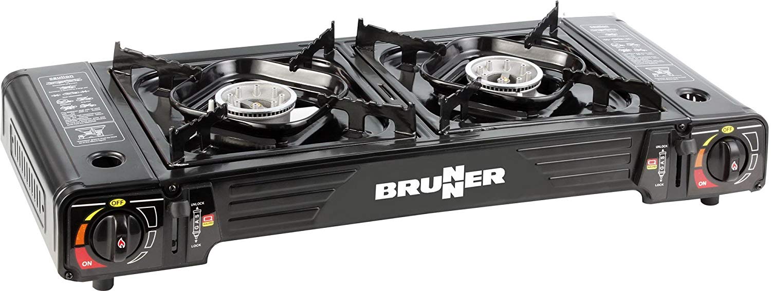 FORNELLO GAS DEVIL DOUBLE GRILL 2 FUOCHI NERO BRUNNER – Peragashop