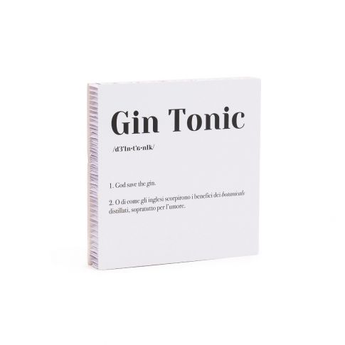 QUADRETTO CON SCRITTA GIN TONIC 20X20CM BIANCO - Accessori Decorativi Peragashop